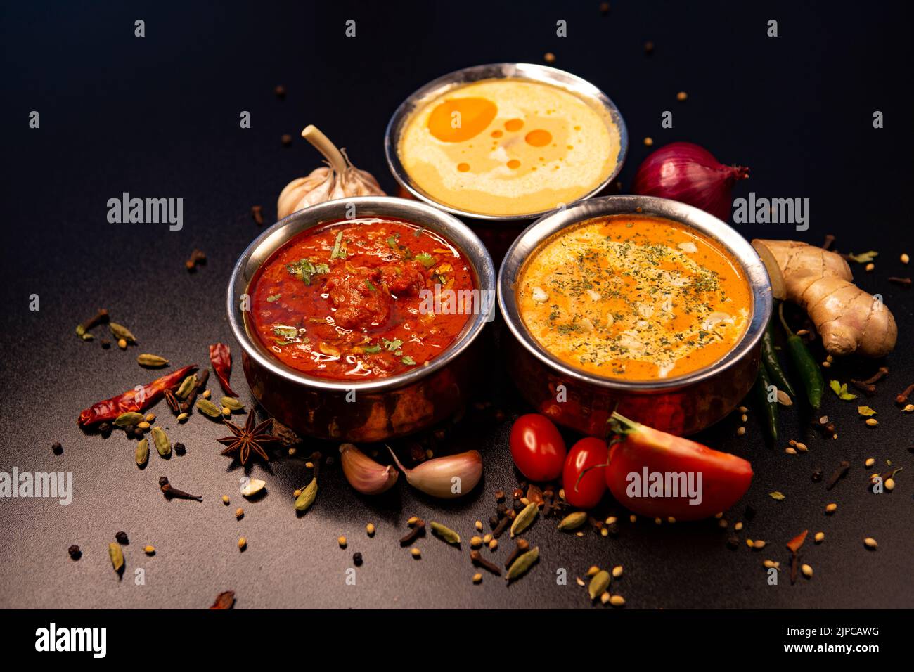Traditional indian food with a lot of spises Stock Photo - Alamy