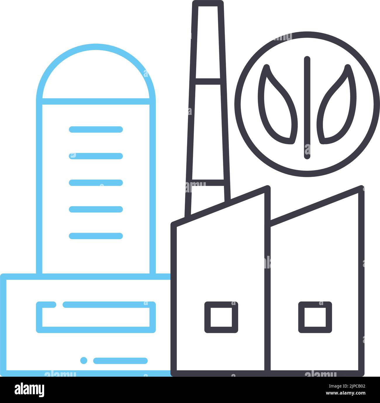 green factory line icon, outline symbol, vector illustration, concept ...