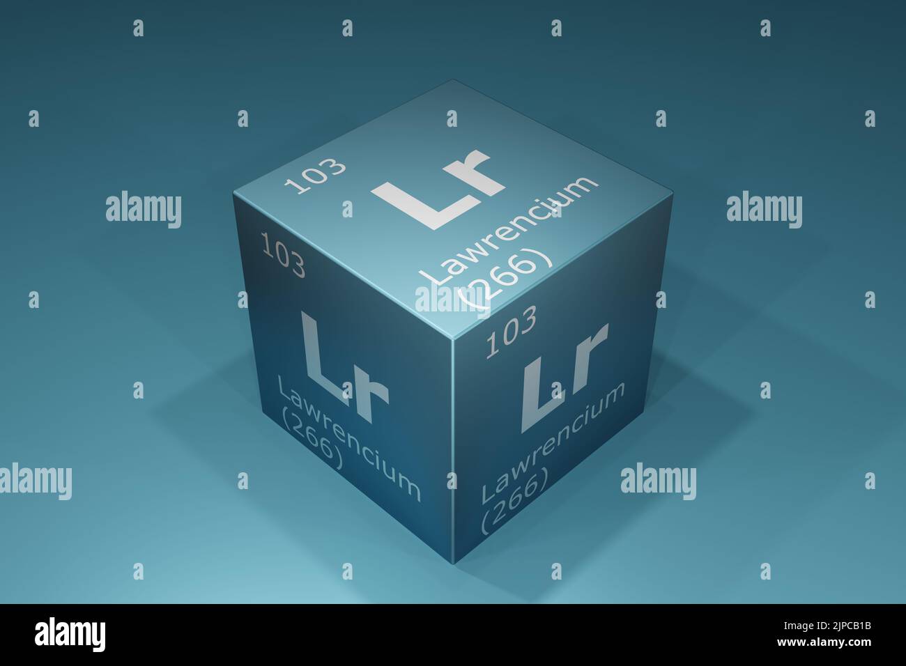 Lawrencium, 3D rendering of symbols of the elements of the periodic ...