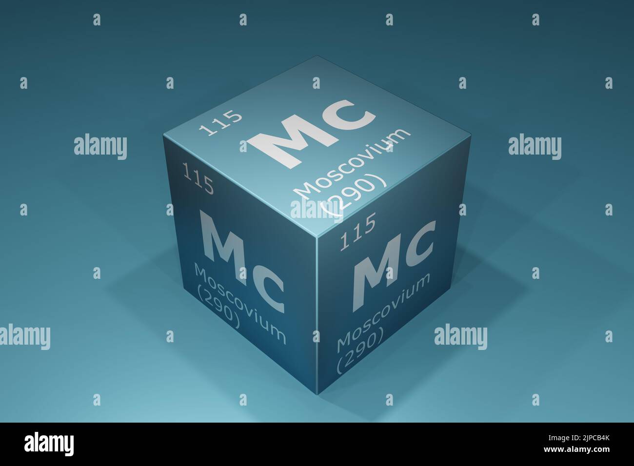 Moscovium, 3D rendering of symbols of the elements of the periodic ...