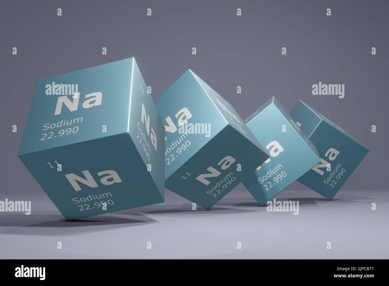 3D rendering of sodium, chemical element from the periodic table ...