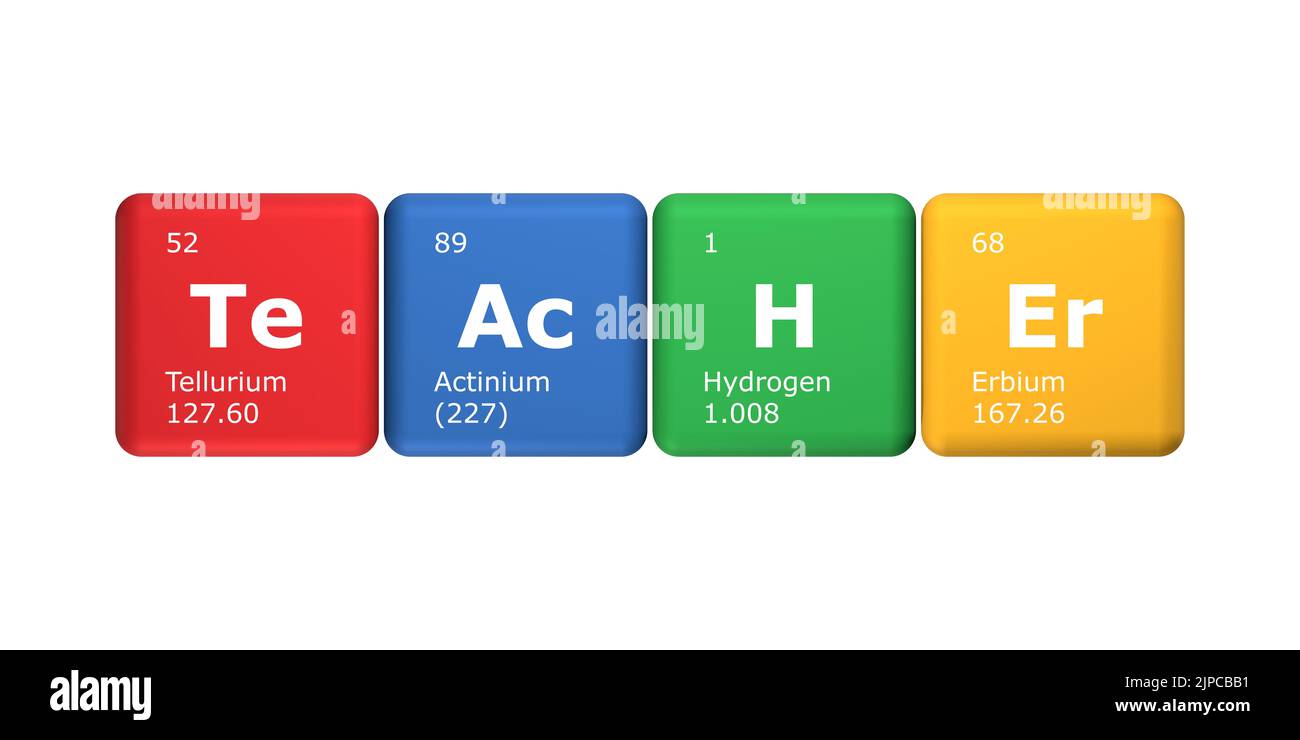 3D rendering of cubes of the elements of the periodic table, tellurium ...