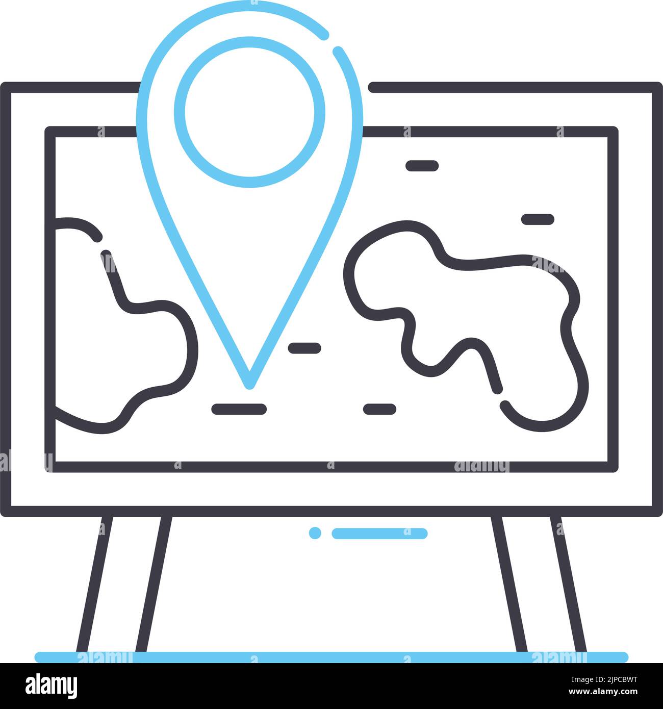strategy map line icon, outline symbol, vector illustration, concept ...