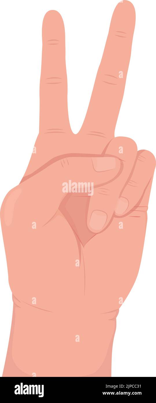 Victory symbol semi flat color vector hand gesture Stock Vector Image ...