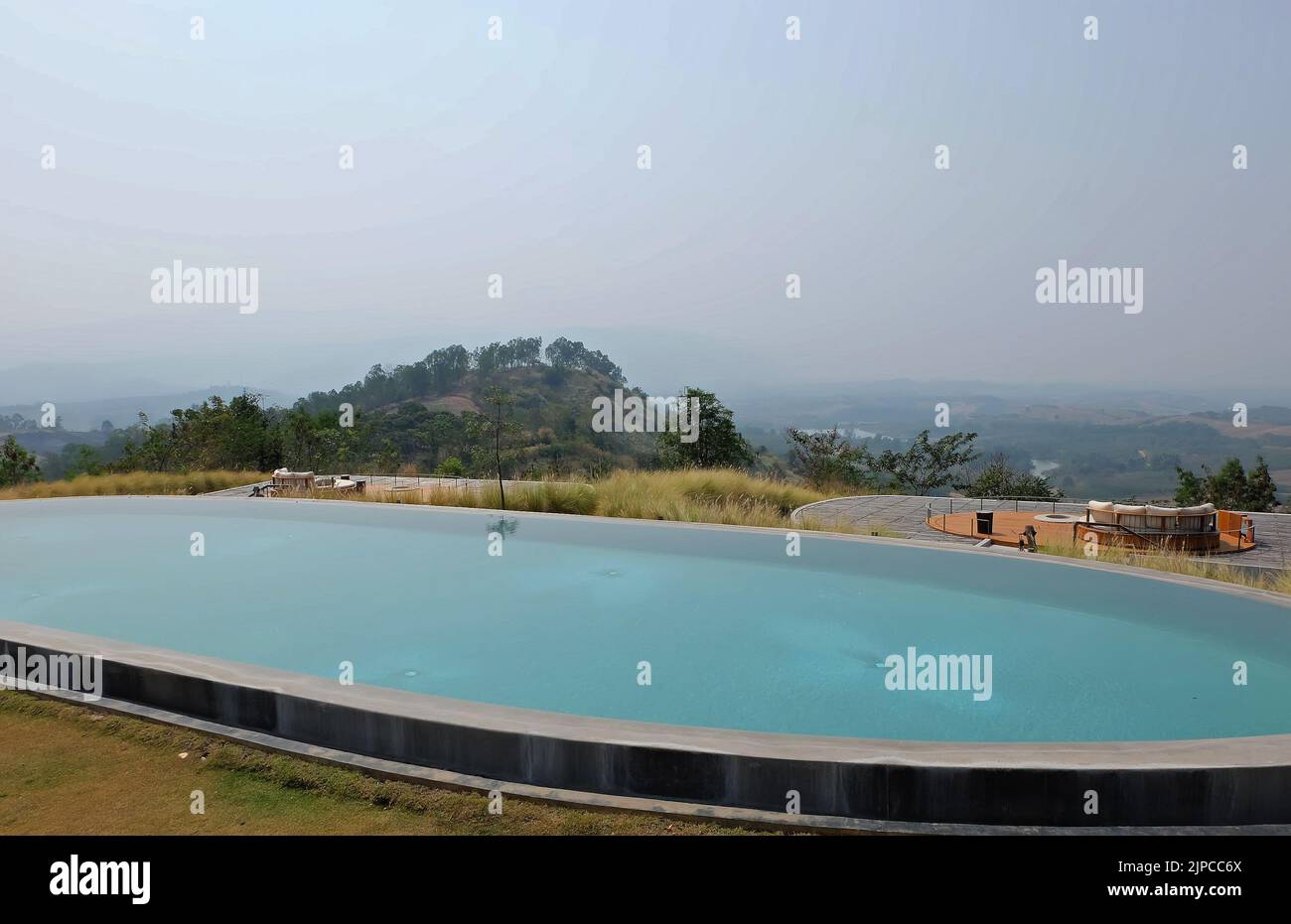 Exterior architecture and building design of Swimming pool and terrace ...