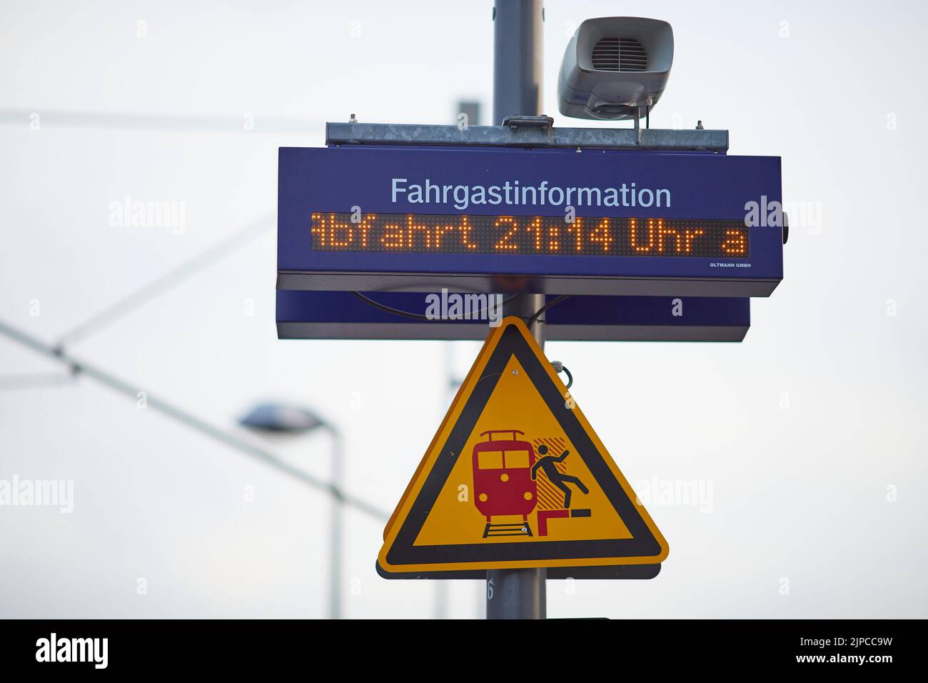 Train station warning sign hi-res stock photography and images - Alamy