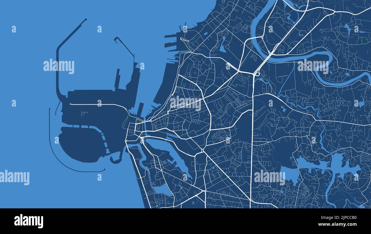 Detailed vector map poster of Colombo city administrative area. Blue ...