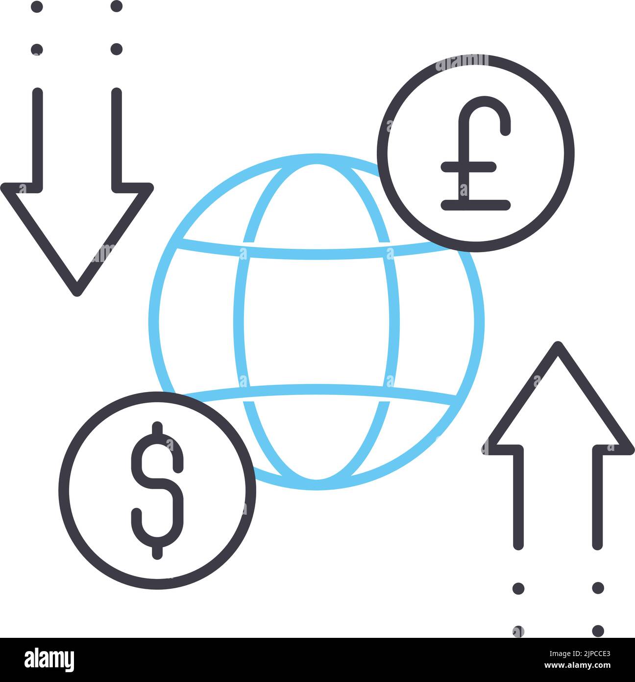 foreign currency exchange line icon, outline symbol, vector ...