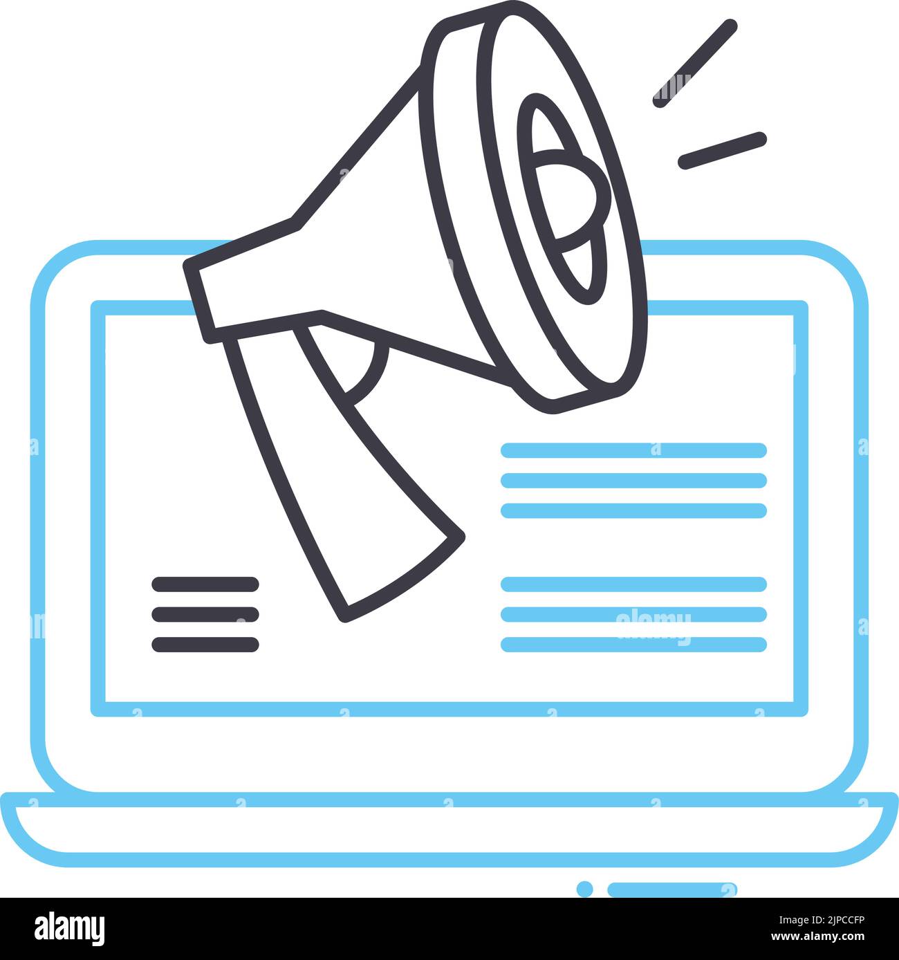 press release line icon, outline symbol, vector illustration, concept ...