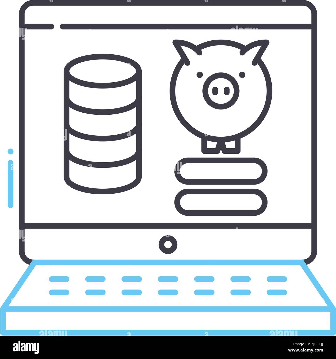 online bank line icon, outline symbol, vector illustration, concept ...