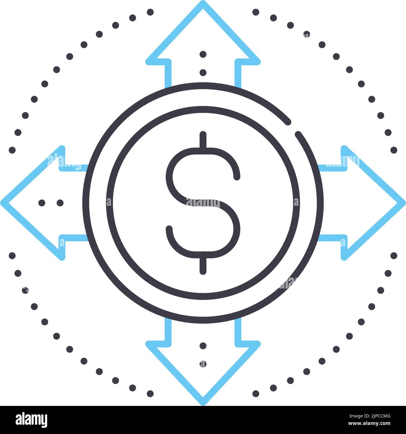 fund flow line icon, outline symbol, vector illustration, concept sign ...