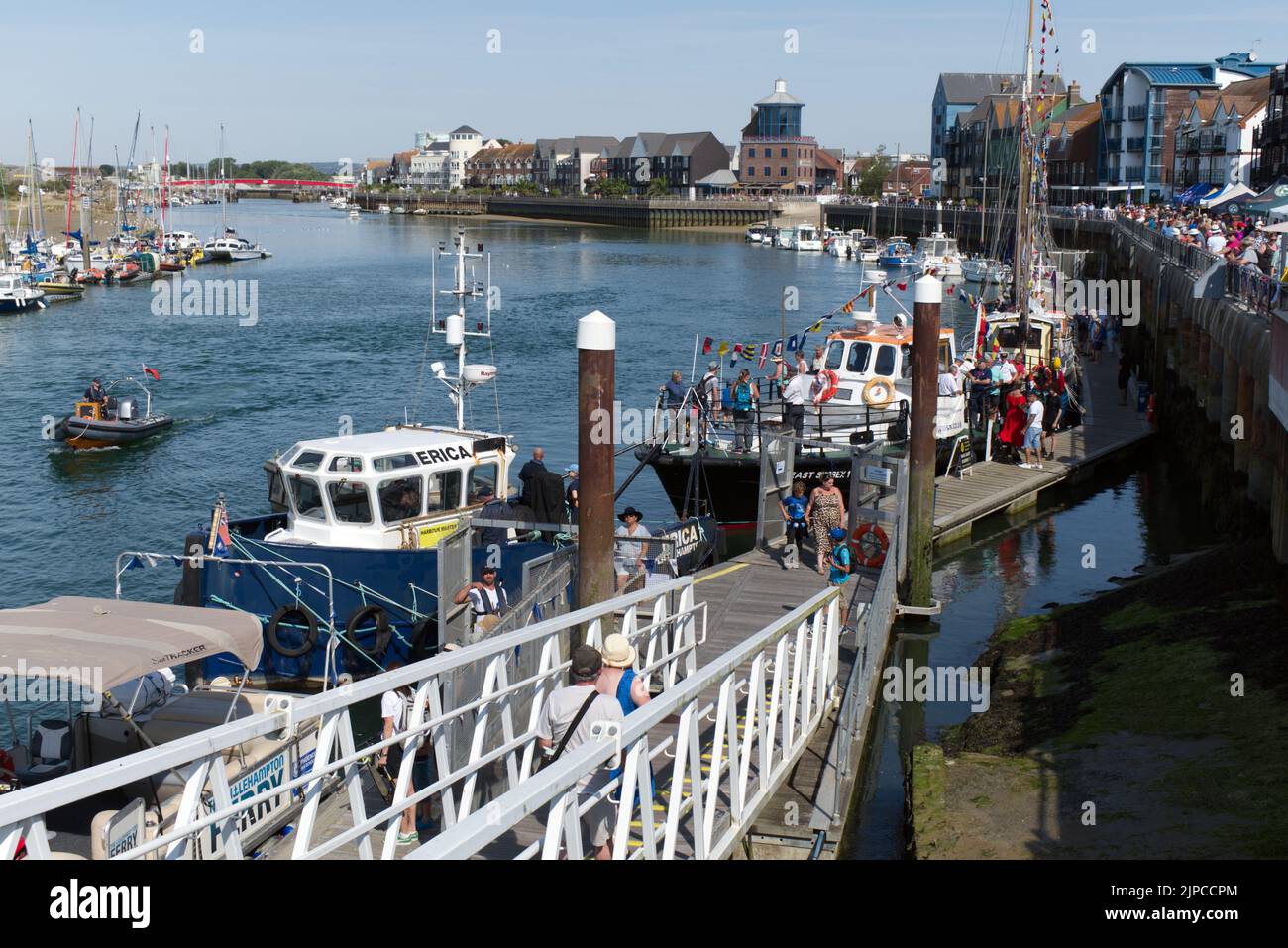 A busy riverside on the River Arun during the Littlehampton Waterfront ...