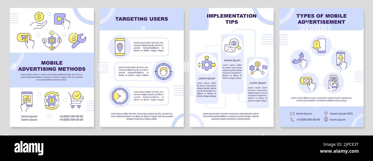 Mobile advertising purple brochure template Stock Vector Image & Art ...