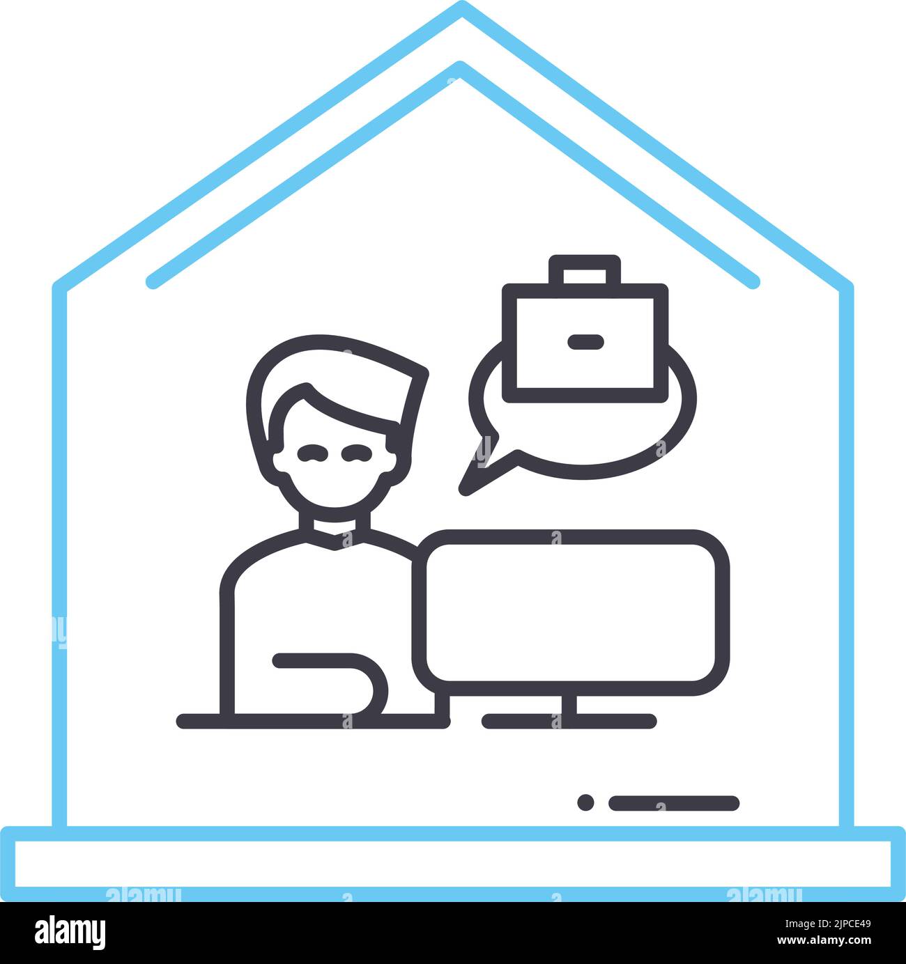 work from home line icon, outline symbol, vector illustration, concept ...