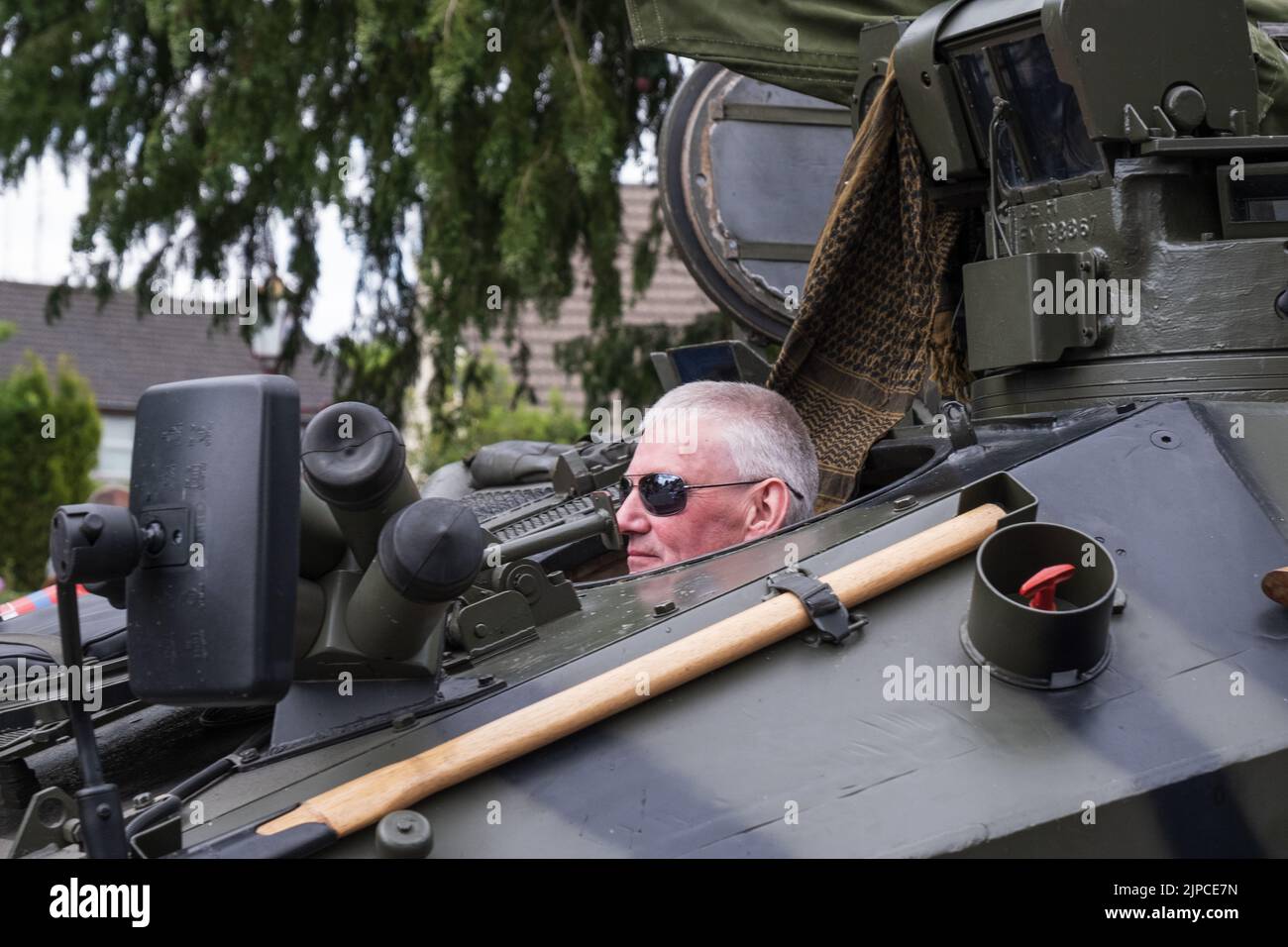 Broughshane, Northern Ireland - June 3rd, 2022: Man drives military ...