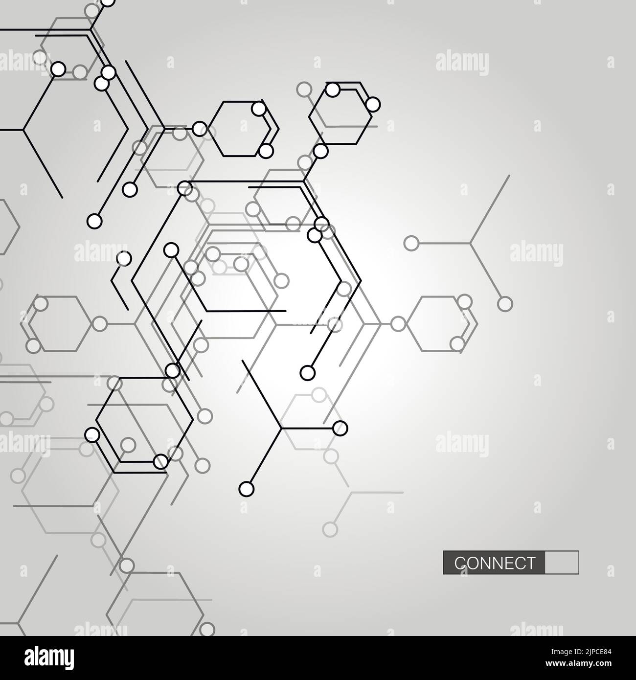 Connecting shapes on light background. Banner design. Geometric art ...