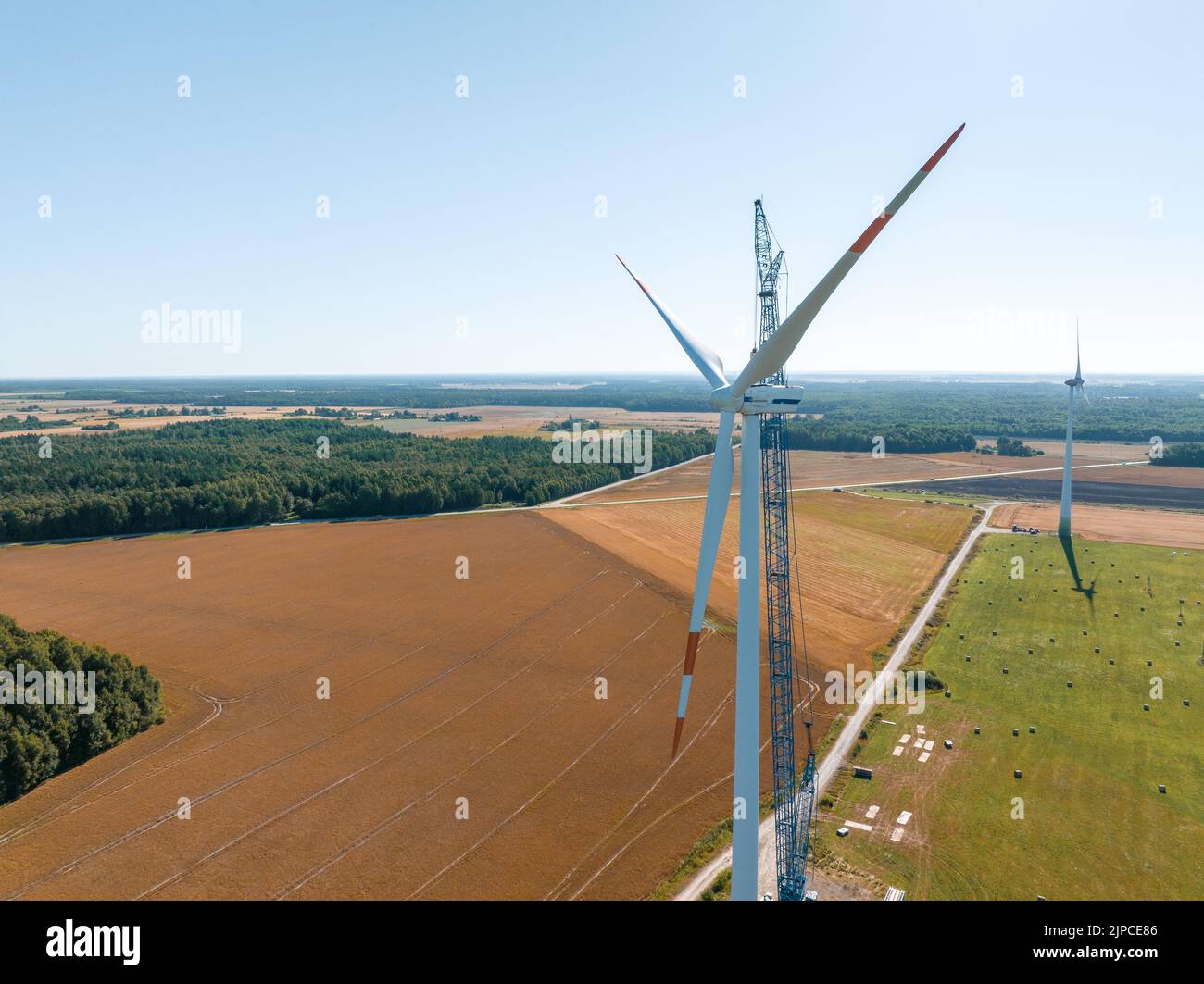 Wind Turbine Construction. Aerial view Stock Photo - Alamy