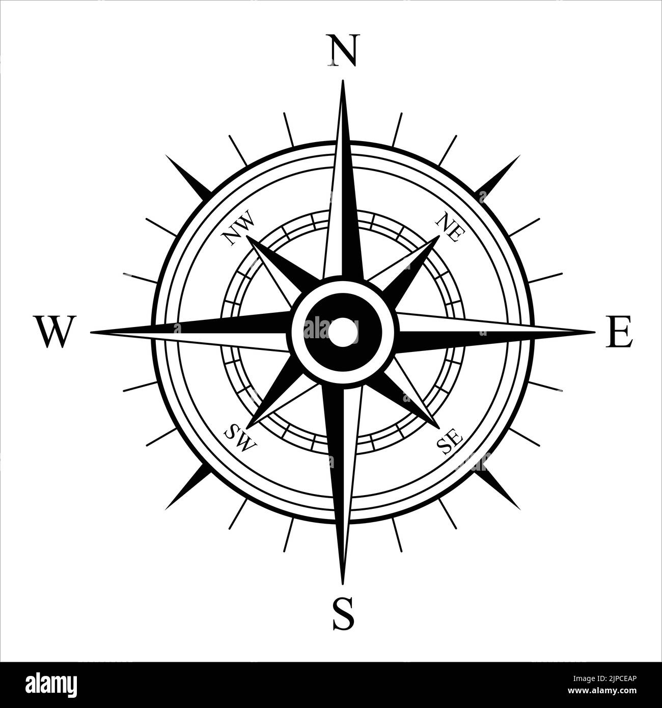 Wind Rose. Vector compass on an isolated background. Direction North ...