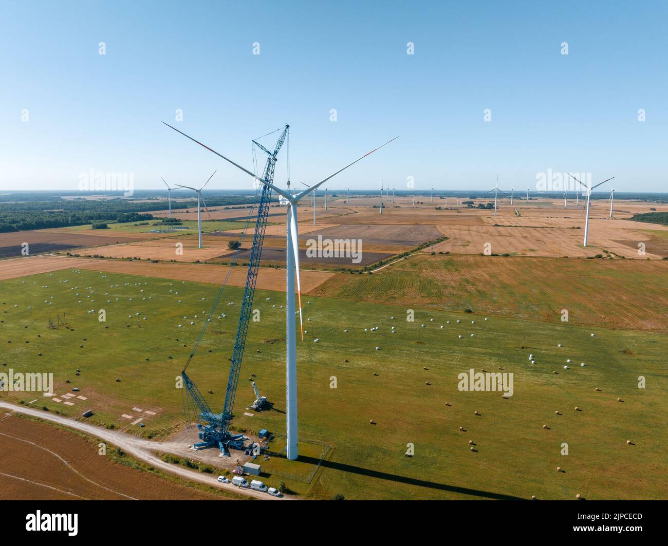 Wind Turbine Construction. Aerial view Stock Photo - Alamy