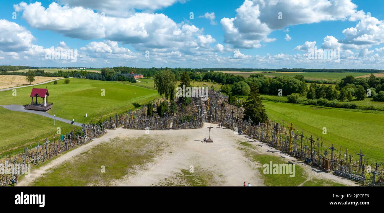 Aerial view of Hill of Crosses or KRYZIU KALNAS in Lithuania Stock ...