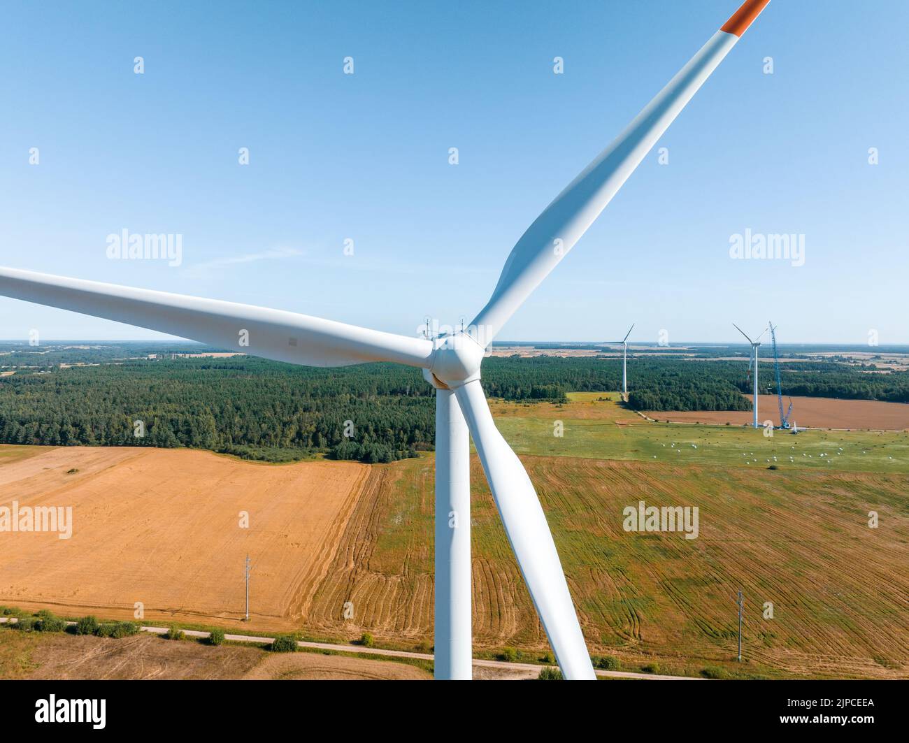 Aerial view wind farm hi-res stock photography and images - Alamy