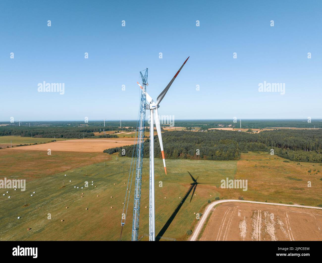 Wind Turbine Construction. Aerial view Stock Photo - Alamy