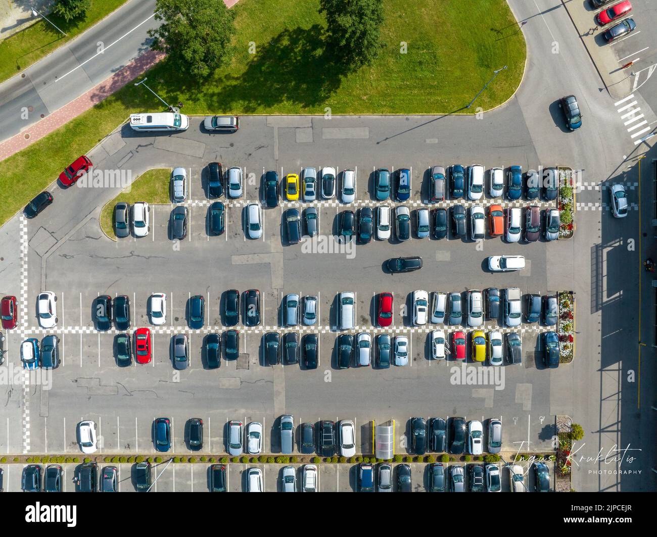 Aerial view of the shopping center SPICE in Riga, Latvia. Largest ...
