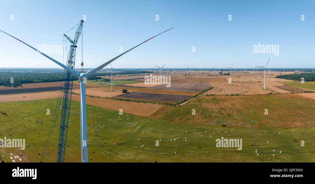 Wind Turbine Construction. Aerial view Stock Photo - Alamy