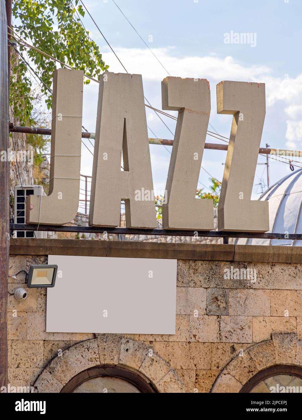 Big 3d Letters Jazz Sign at Club Building Stock Photo - Alamy