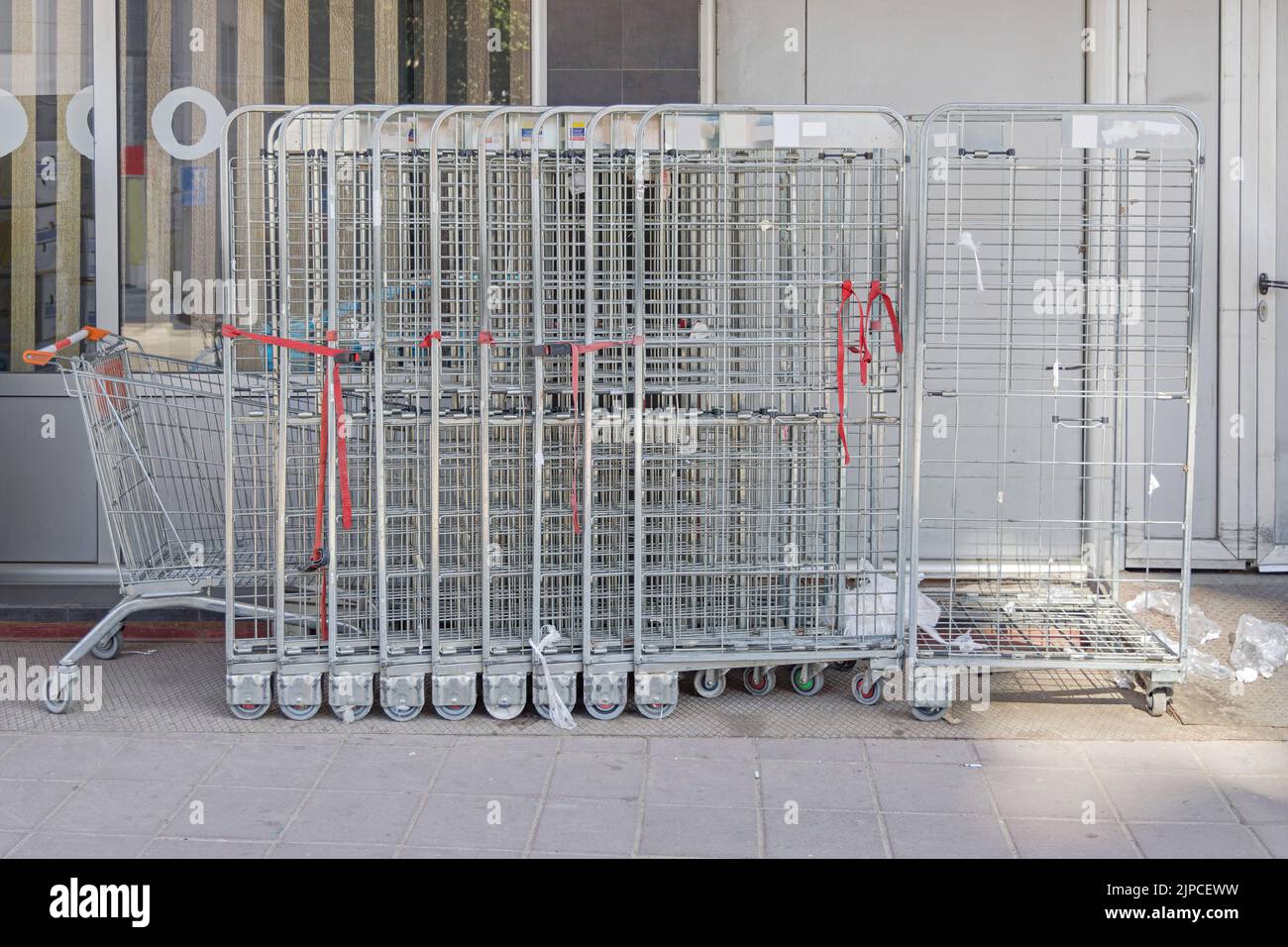 Wire Mesh Roll Container Logistics Trolley Store Delivery Stock Photo ...