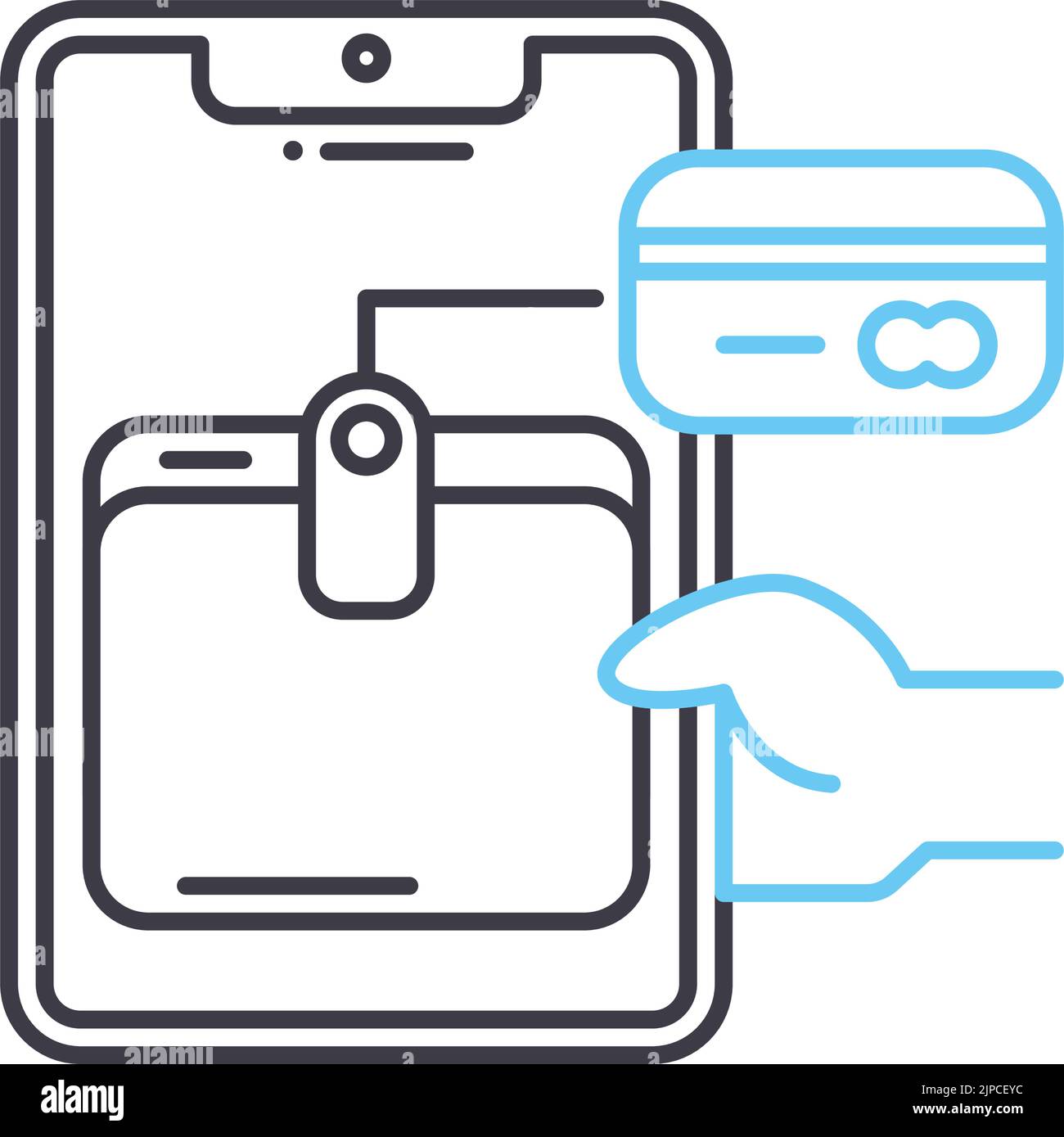 mobile wallet line icon, outline symbol, vector illustration, concept ...