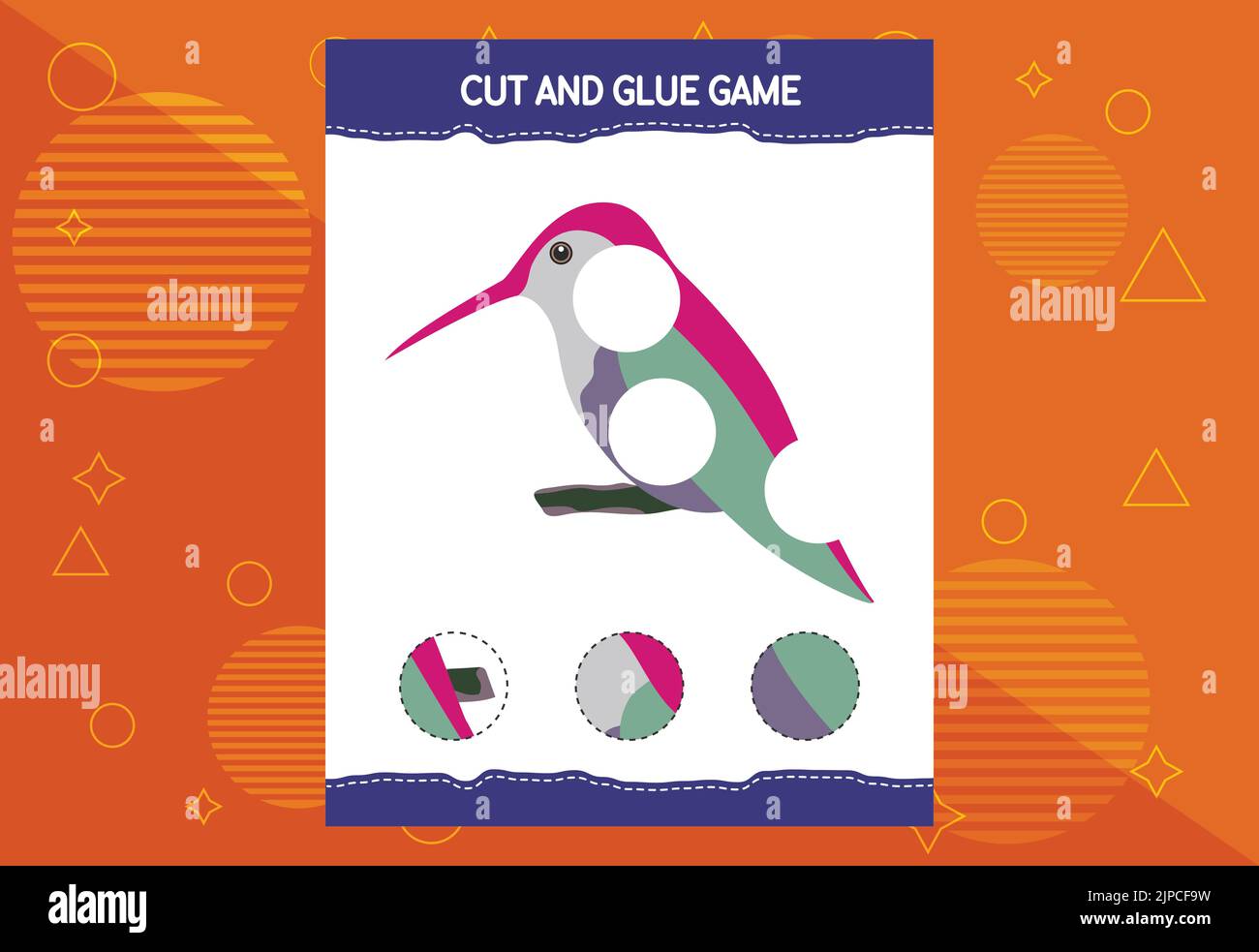 Cut and glue game for kids with birds. Cutting practice for ...
