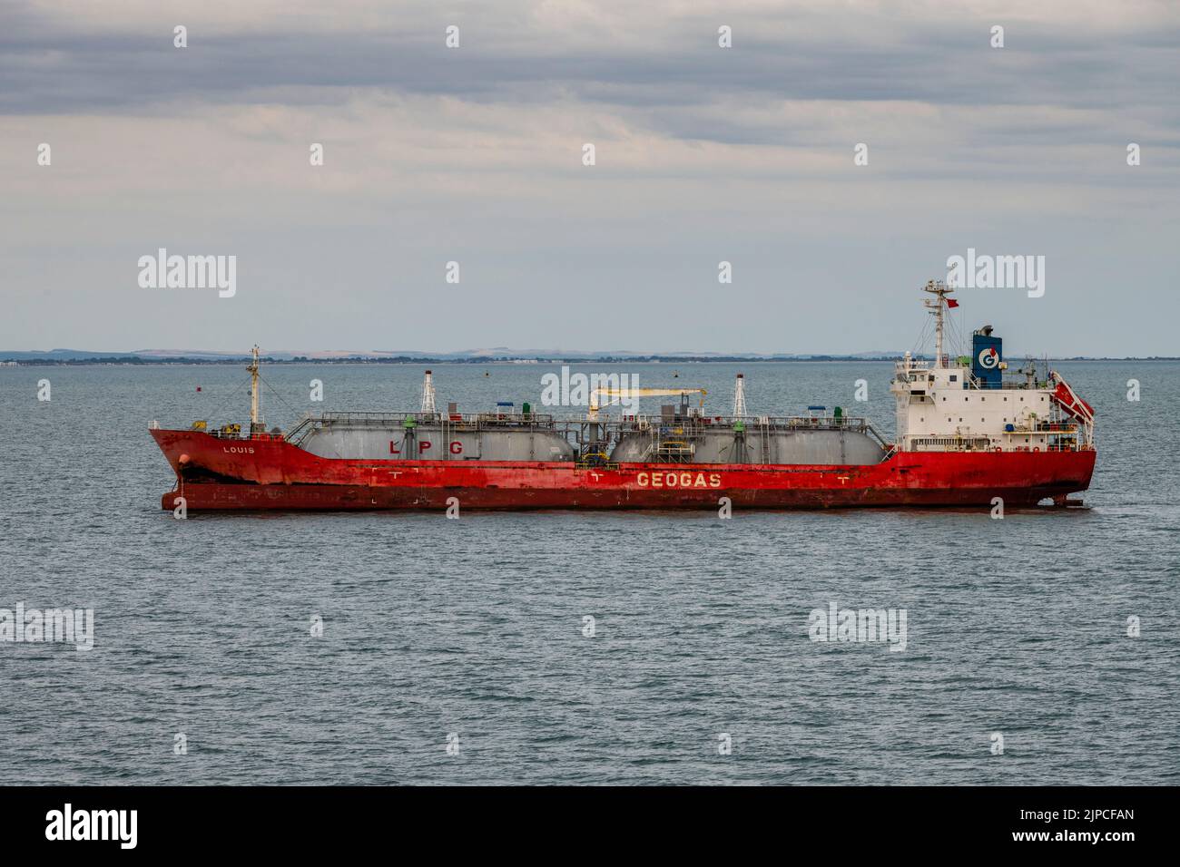 The LPG carrier Louis, owned by the Geogas Group, moored off Portsmouth ...