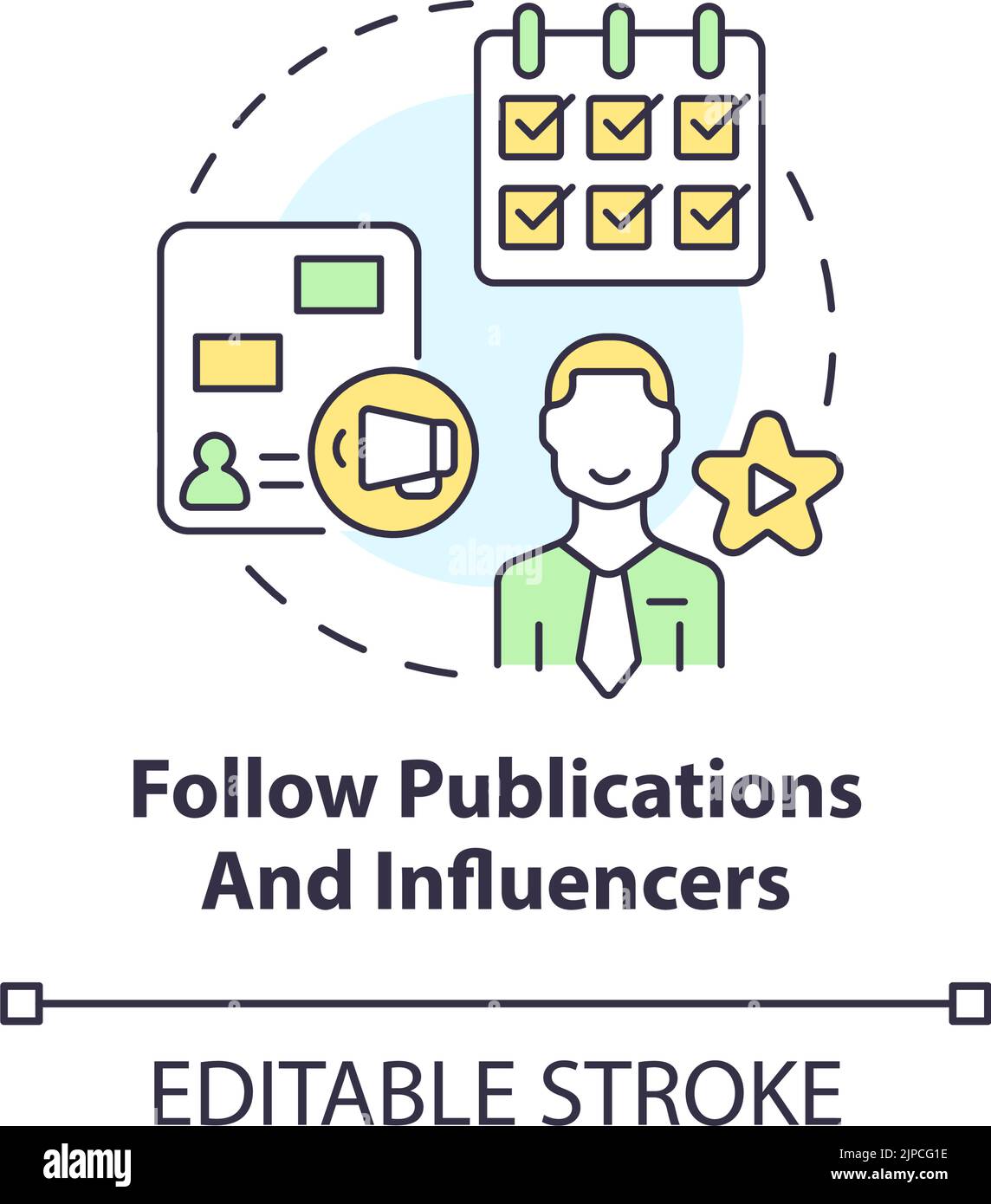 Follow publications and influencers concept icon Stock Vector Image ...