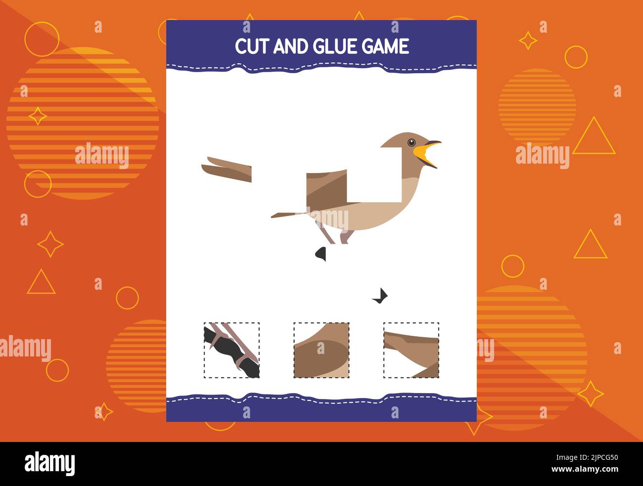 Cut and glue game for kids with birds. Cutting practice for ...