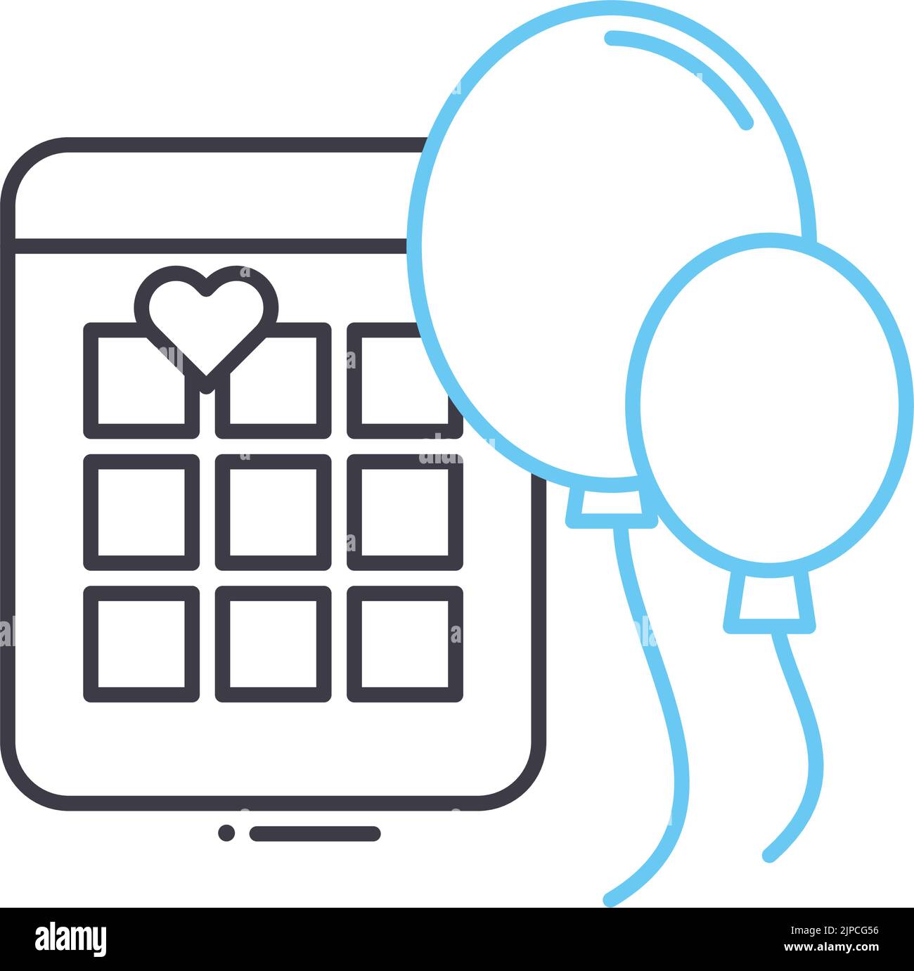 Save The Date Line Icon Outline Symbol Vector Illustration Concept Sign Stock Vector Image