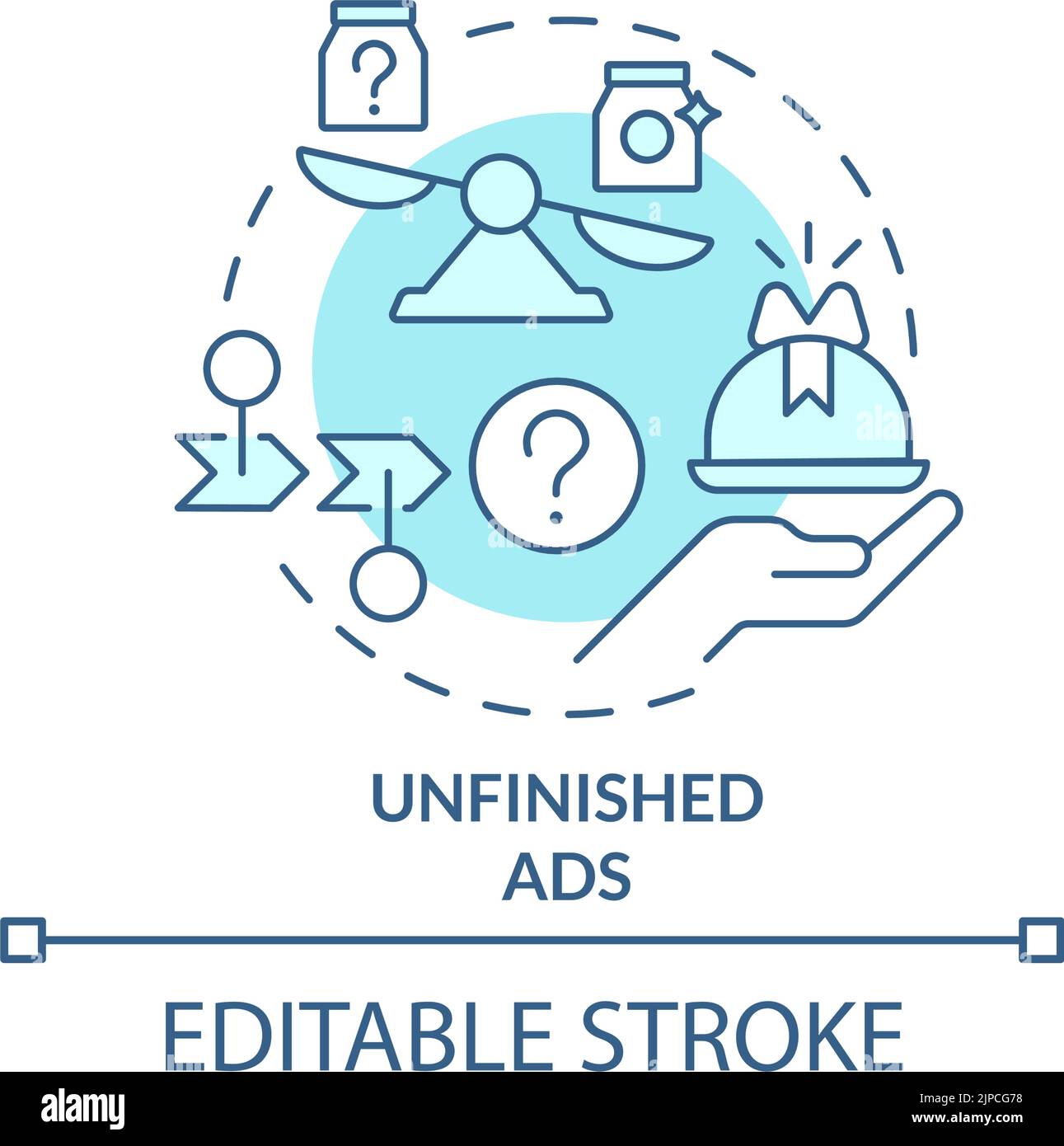 Unfinished ads turquoise concept icon Stock Vector Image & Art - Alamy