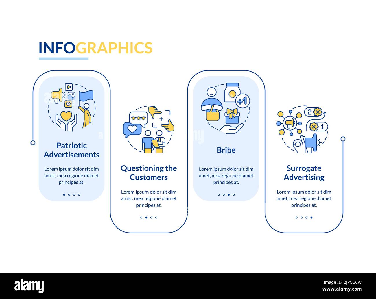 Common advertising approaches rectangle infographic template Stock ...