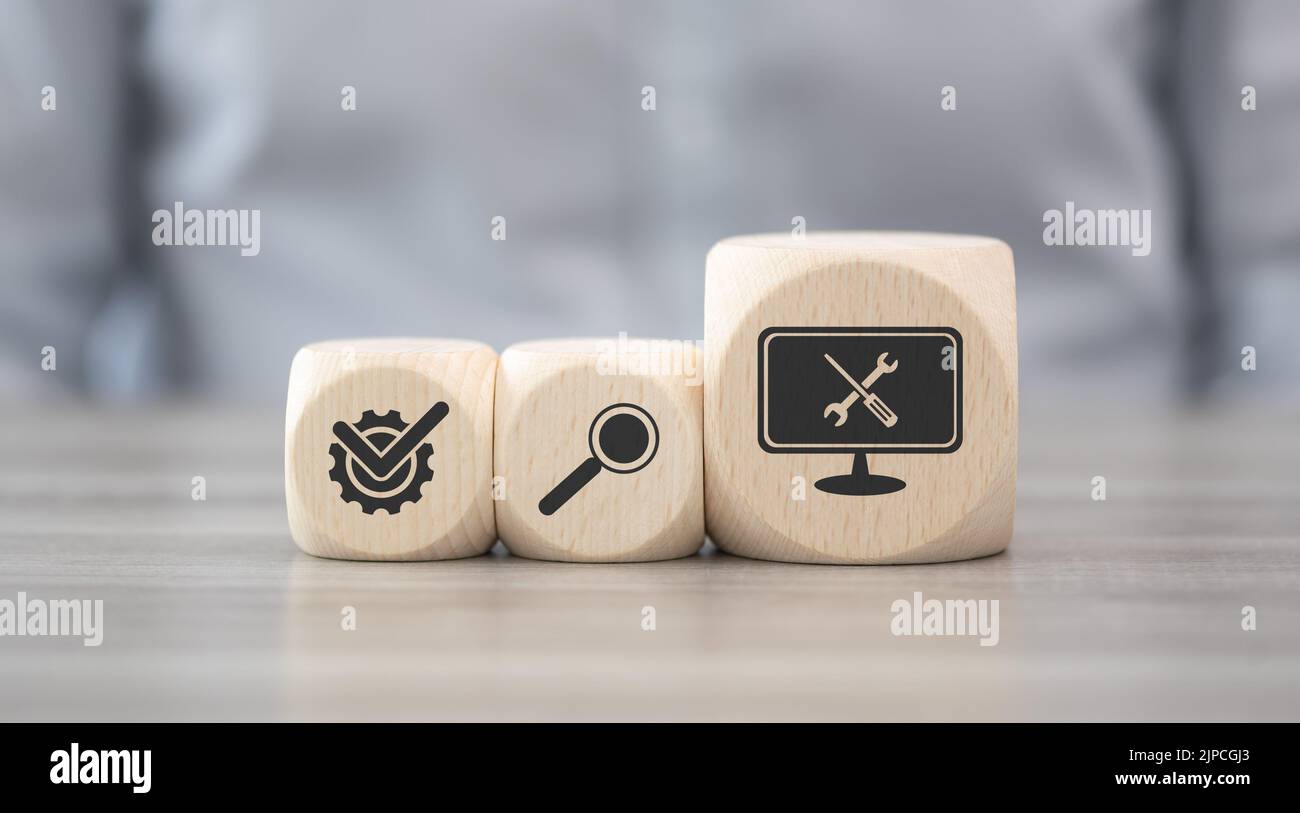 Wooden blocks with symbol of system maintenance concept Stock Photo - Alamy