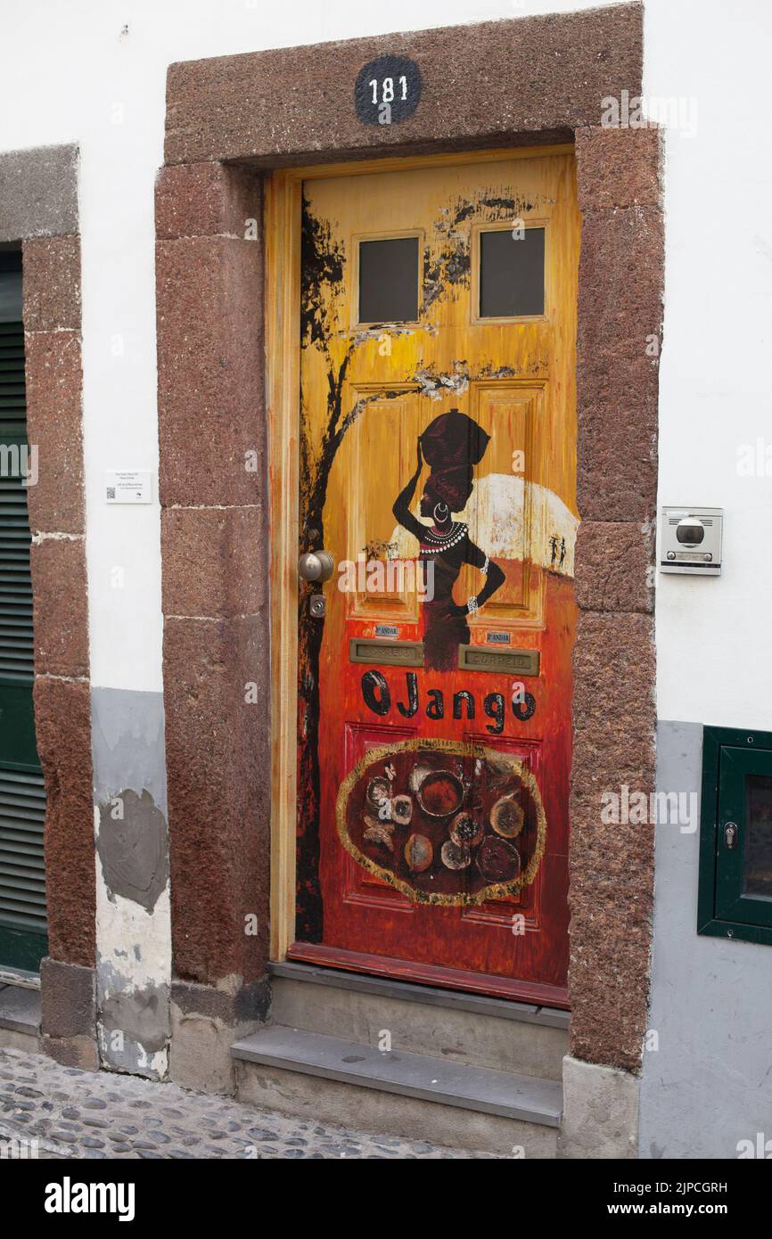 decorative doors in the Old Town of Funchal, Madeira, Portugal Stock ...