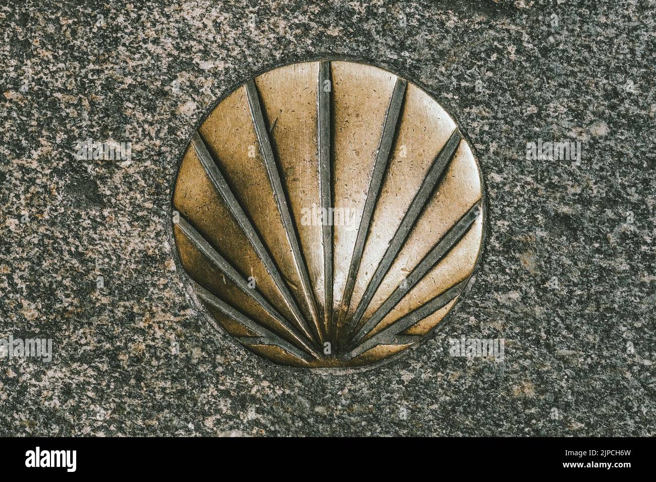 A closeup of camino de santiago shell on wall Stock Photo - Alamy
