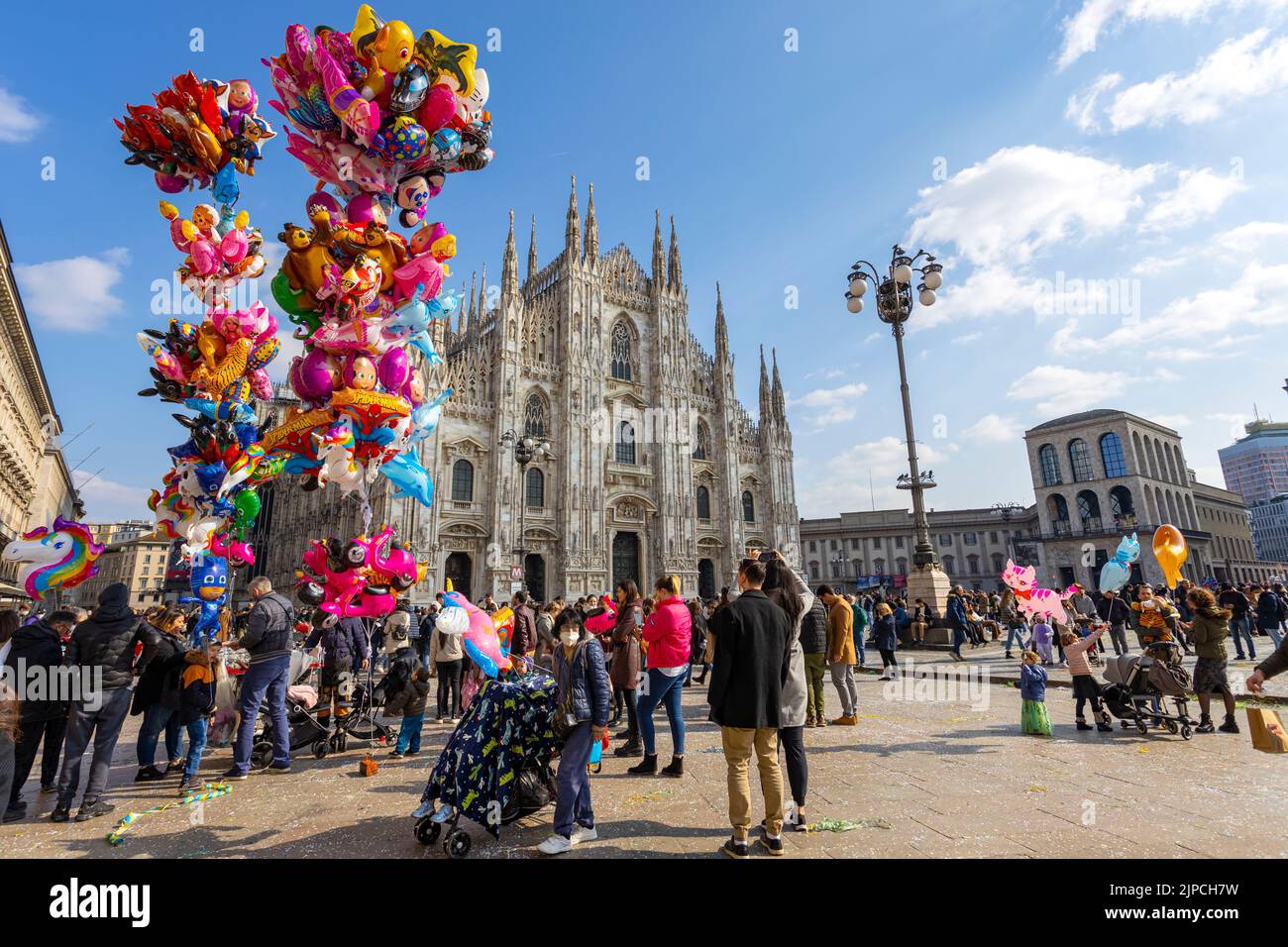MILAN, ITALY, MARCH 5, 2022 - View of Duomo Square in the Center of ...
