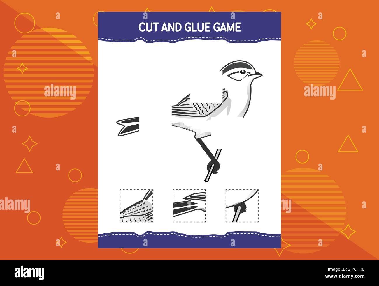 Cut and glue game for kids with birds. Cutting practice for ...