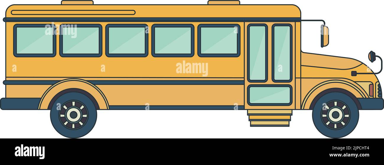 Cartoon School Bus Side View