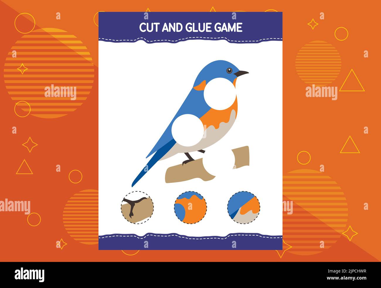 Cut and glue game for kids with birds. Cutting practice for ...