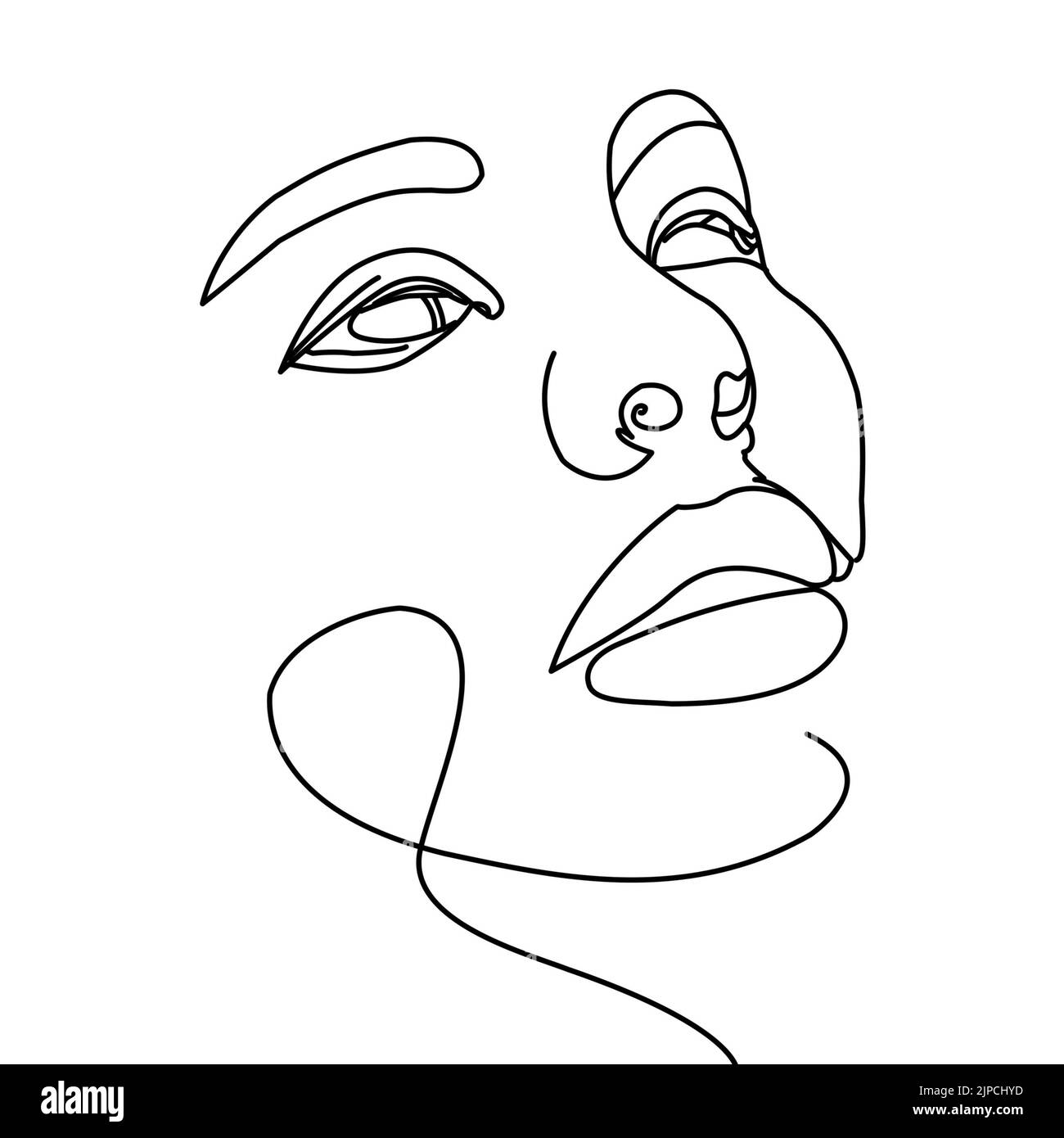Beautiful model face minimalist smooth line art Stock Photo - Alamy