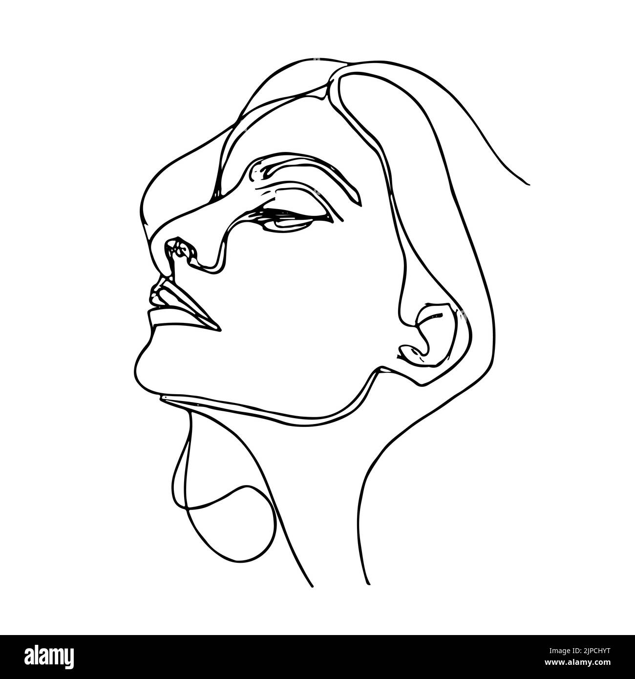 Beautiful model face minimalist smooth line art Stock Photo - Alamy