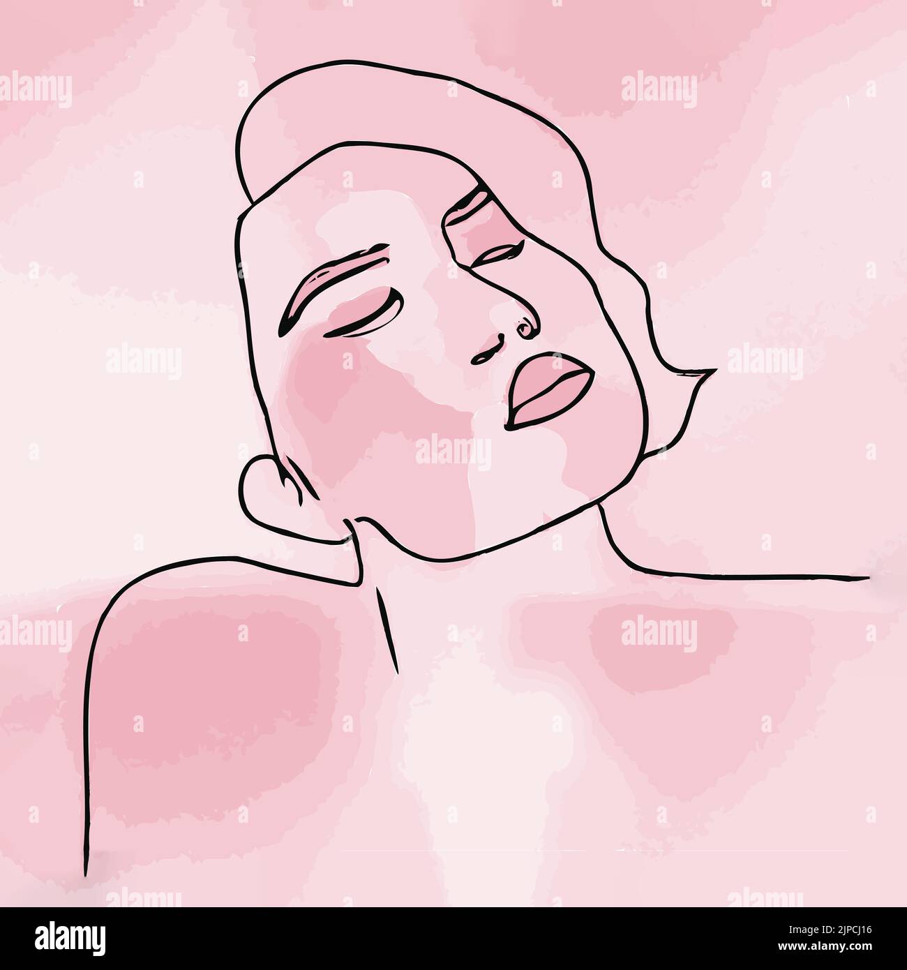 Beautiful line art model painted with watercolor Stock Photo - Alamy