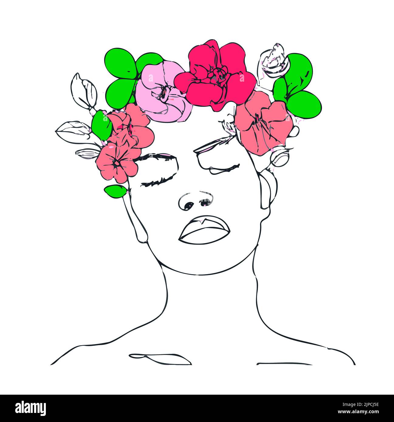 Beautiful line art model painted with watercolor Stock Photo - Alamy