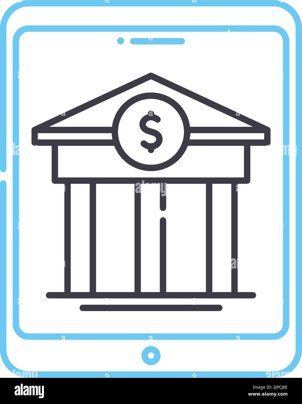 mobile banking line icon, outline symbol, vector illustration, concept ...